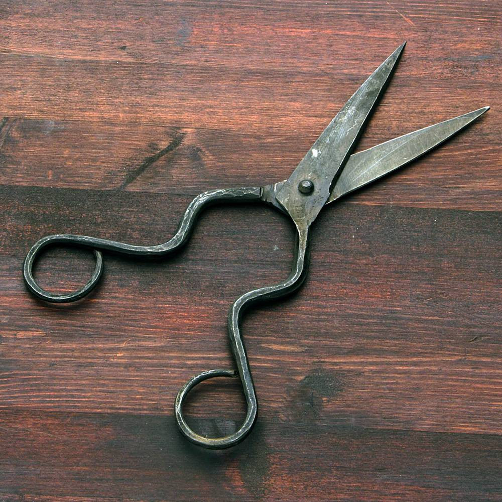 Retro Forged Iron Hourglass Handled Scissors-Costumes and Collectibles