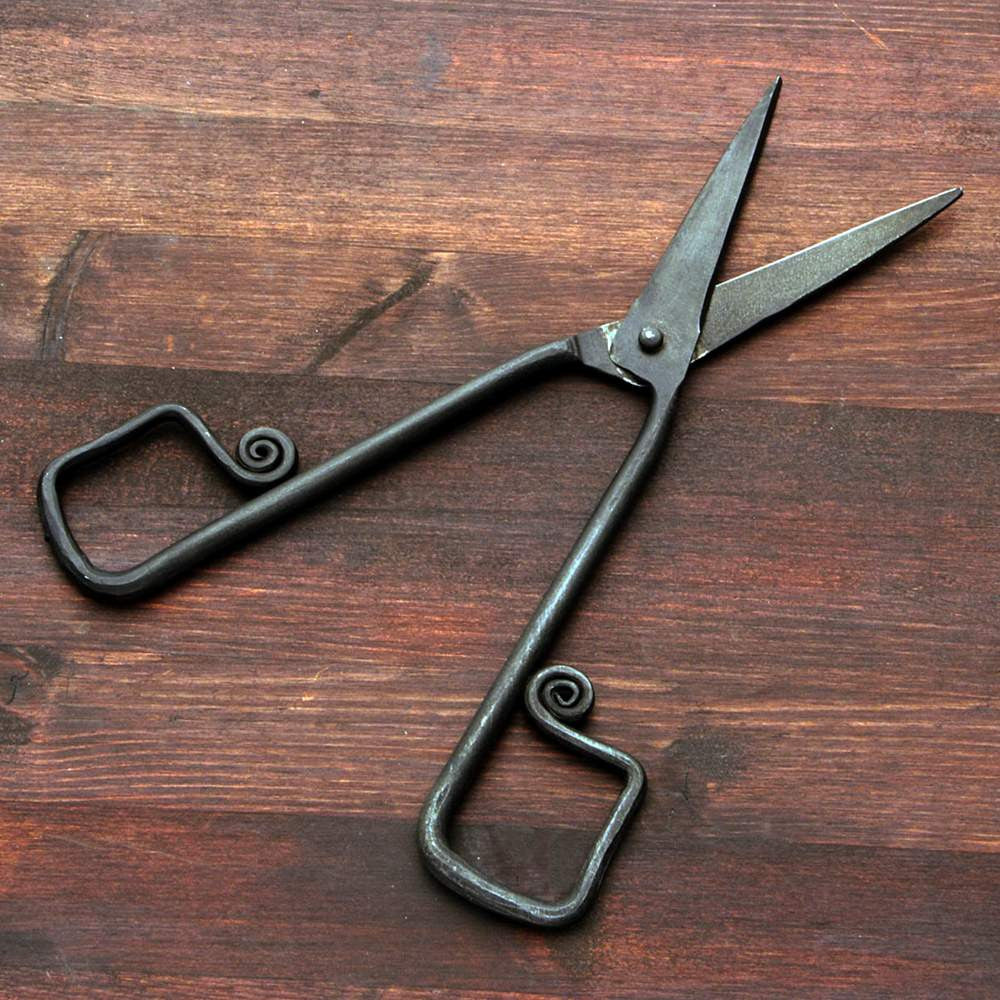 Retro Forged Iron Square Handled Scissors - Costumes and Collectibles